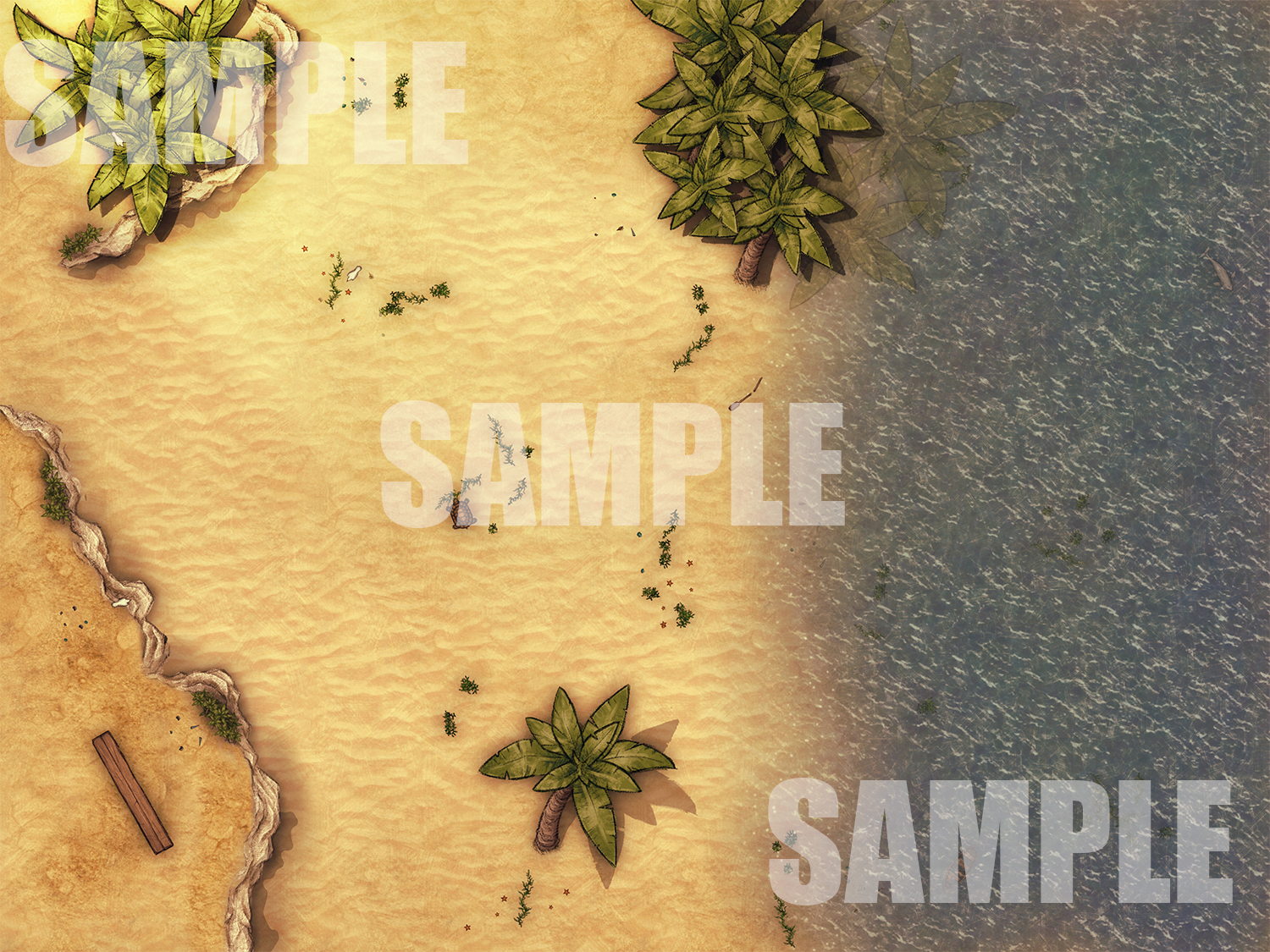 Hot summer beach battlemap for D&D – Spooky Action Games